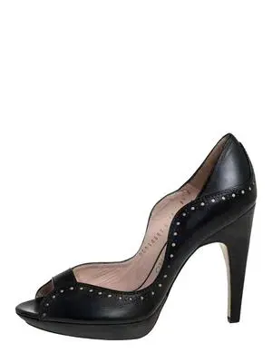 FERRAGAMO 120mm Peep-toe Scalloped Pumps - Black