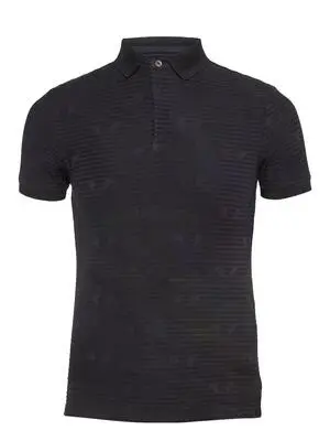 Emporio Armani Patterned-jacquard Polo Shirt - Blue