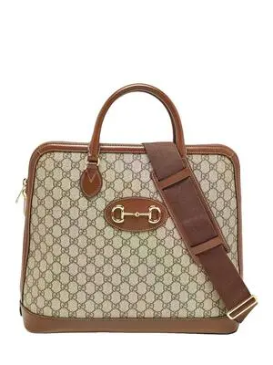 Gucci Gg Supreme Canvas Horsebit 1955 Two-way Handbag - Neutrals