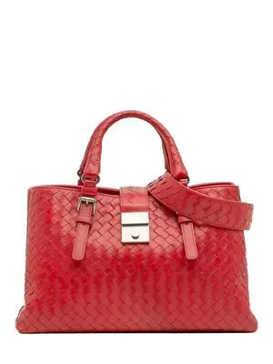 Bottega Veneta Small Nappa Intrecciato Roma Satchel - Red