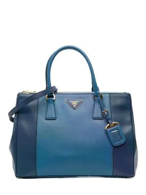 Prada Galleria Double Zip Satchel - Blue