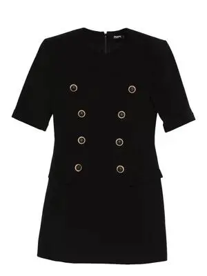 Balmain Textured Button-detail Minidress - Black