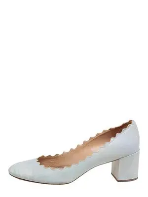 Chloé 60mm Scalloped-edge Block-heel Pumps - Blue