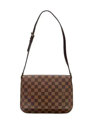 LOUIS VUITTON Damier Ebene Musette Tango Short Strap Shoulder Bag - Brown