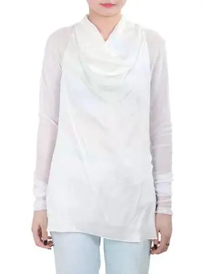 Vera Wang Cowl-neck Top With Mesh Sleeves - White