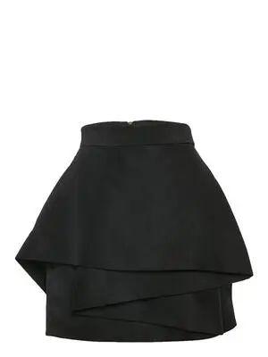 Balmain Wool Layered Skirt - Black