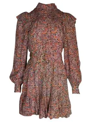 Ulla Johnson Luna Paisley-pattern Ruffled Mini Dress - Brown