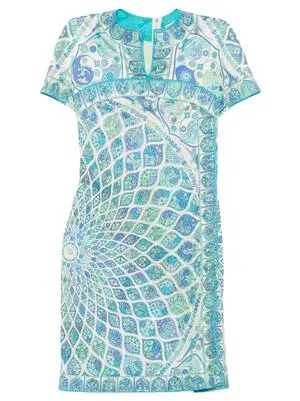Emilio Pucci 1960s Geometric-pattern Silk Dress - Blue