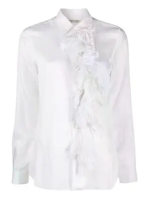 Comme Des Garçons 1990s Ruffle Appliqué Shirt - White