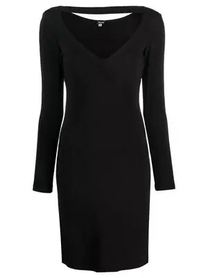 Versace 2000s V-neck Fitted Dress - Black
