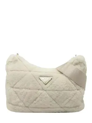 Prada Quilted Shearling Crossbody Bag - White