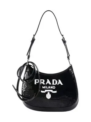 Prada Cleo Sequins Small Shoulder Bag - Black