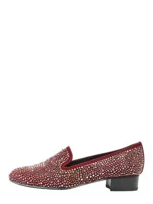 STUART WEITZMAN Crystal-embellished Suede Slip-on Shoes - Red