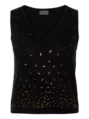 Versace 2000s Plaque-embellished Knitted Vest - Black