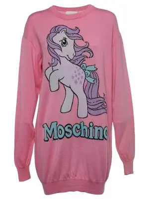 Moschino Cotton Dress With Pony Graphic - Pink