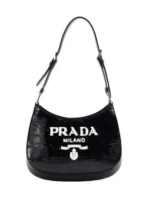 Prada Cleo Sequins Small Shoulder Bag - Black
