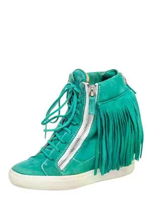 GIUSEPPE ZANOTTI Suede Fringed Sneakers - Green