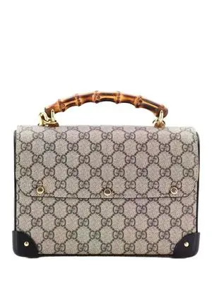 Gucci Padlock Bamboo Gg Coated Canvas Small Shoulder Bag - Neutrals