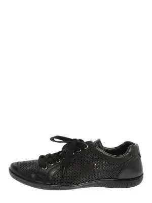 Prada Perforated Leather Sneakers - Black