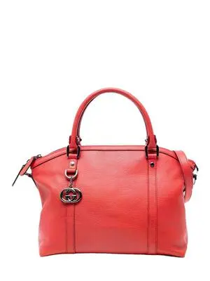Gucci Leather Gg Charm Dome Satchel - Red