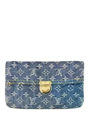 LOUIS VUITTON 2006 Monogram Denim Clutch - Blue