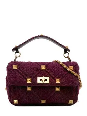 Valentino Garavani Knit Roman Stud Satchel - Purple