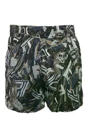 Fendi Abstract-print Silk Shorts - Blue