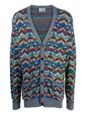 Missoni 1990s Zigzag Knit Cardigan - Blue
