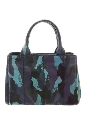 Prada 2000s Kanapa Camouflage Tote Bag - Blue