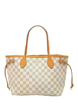 LOUIS VUITTON Damier Azur Neverfull Pm Tote Bag - White