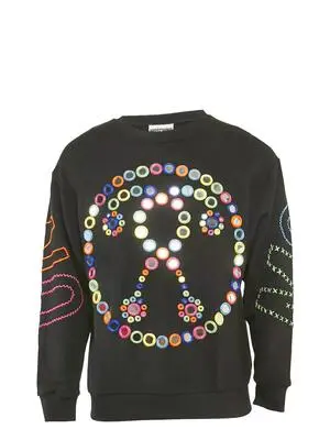 Moschino Cotton Sweatshirt With Mirror Embroidery - Black