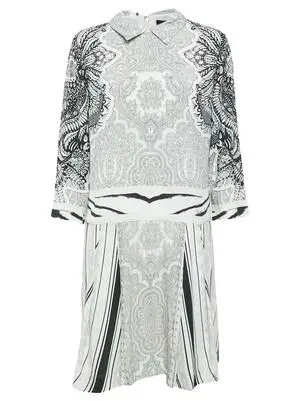 Roberto Cavalli Printed Long-sleeve Midi Dress - White