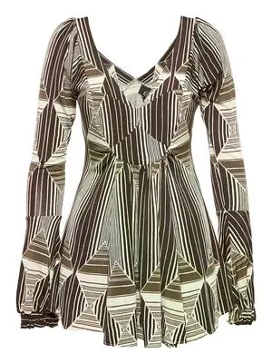 Just Cavalli Geometric Stripe Top - Brown