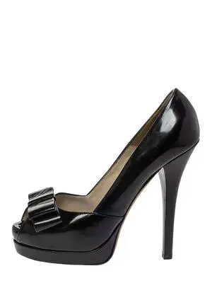 Fendi 140mm Patent Leather Bow Pumps - Black
