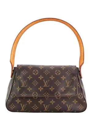 LOUIS VUITTON Looping Handbag Monogram Canvas Mini Satchel - Brown