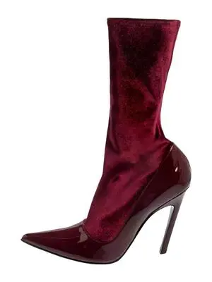 Balenciaga 110mm Leather Heeled Boots - Red