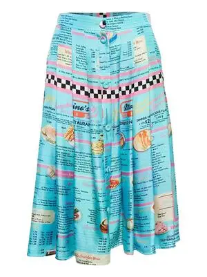 Moschino Menu-print Flared Skirt - Blue