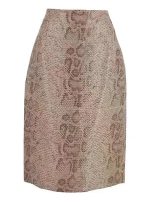 Gianfranco Ferre Snakeskin-print Midi Skirt - Neutrals