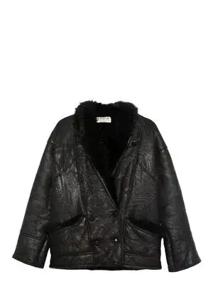 A.N.G.E.L.O. VINTAGE CULT 1980s Double-breasted Coat With Fur Collar - Black