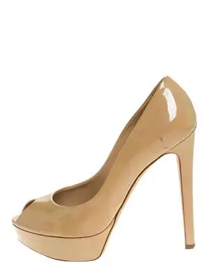 Dior 135mm Platform Peep Toe Pumps - Neutrals