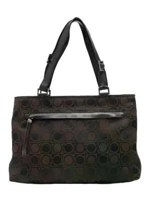 FERRAGAMO 2000s Circle-pattern Tote Bag - Brown