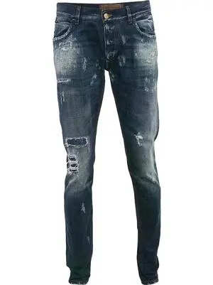 Dolce & Gabbana Distressed Cotton Jeans - Blue