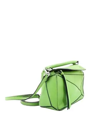 Loewe Puzzle Leather Mini Crossbody Bag - Green