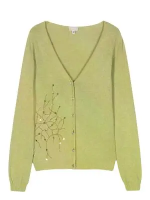 Versace 2000s Sequin-embellished Embroidered Cardigan - Green