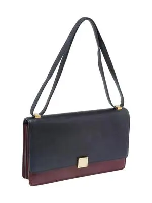 Celine Leather Flap Shoulder Bag - Black