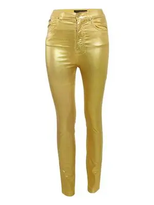 Dolce & Gabbana Stretch-cotton Metallic Trousers - Yellow