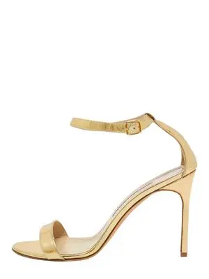 Manolo Blahnik 110mm Metallic Leather Sandals - Gold