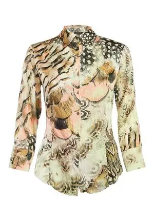 Roberto Cavalli Mix-print Silk Top - Neutrals