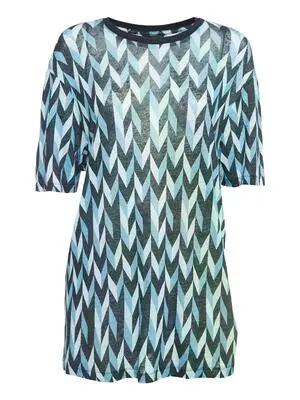 Emporio Armani Zigzag-print Linen Top - Blue