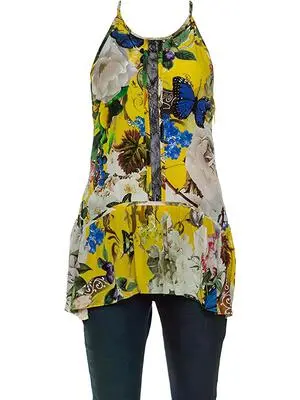 Roberto Cavalli Floral-print Peplum Top - Yellow